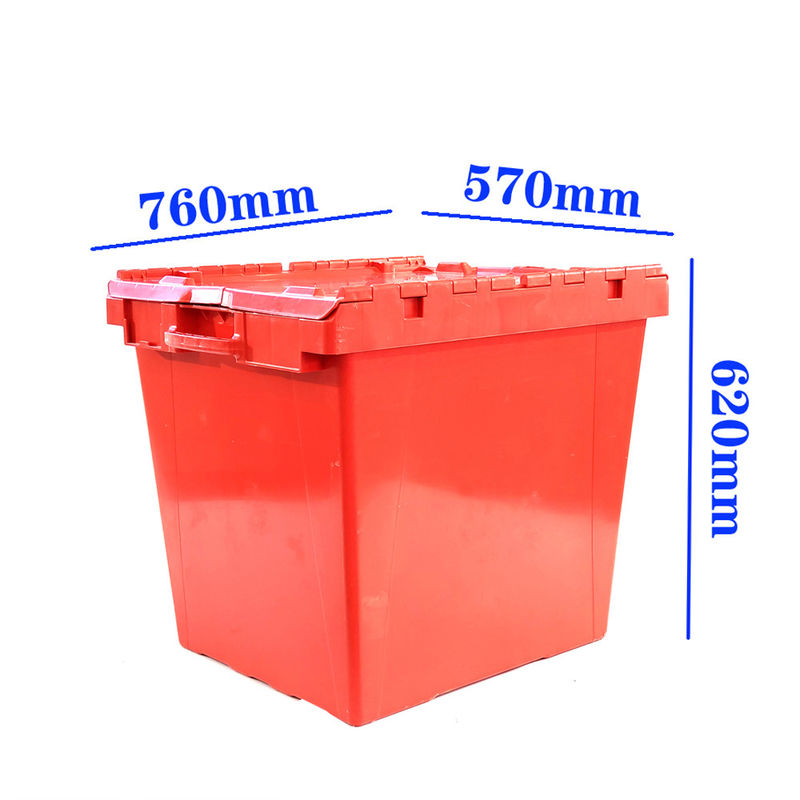 Colored Collapsible Plastic Storage Crate Attached Lid Container Tote ...